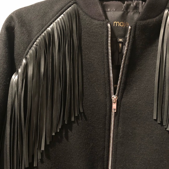 Maje | Jackets & Coats | Maje Bomber Jacket With Fringes | Poshmark